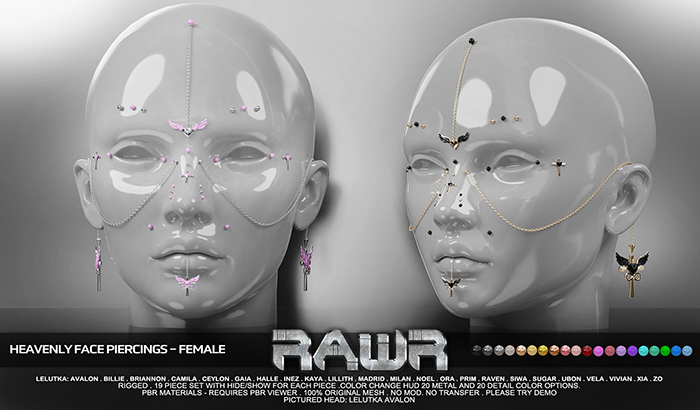 Second Life Marketplace - RAWR! Heavenly Face Piercings DEMO (add me)