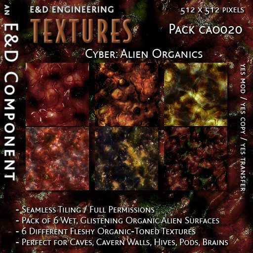 Second Life Marketplace - [CAO020] 6 Wet, Glistening Organic Alien Skin ...