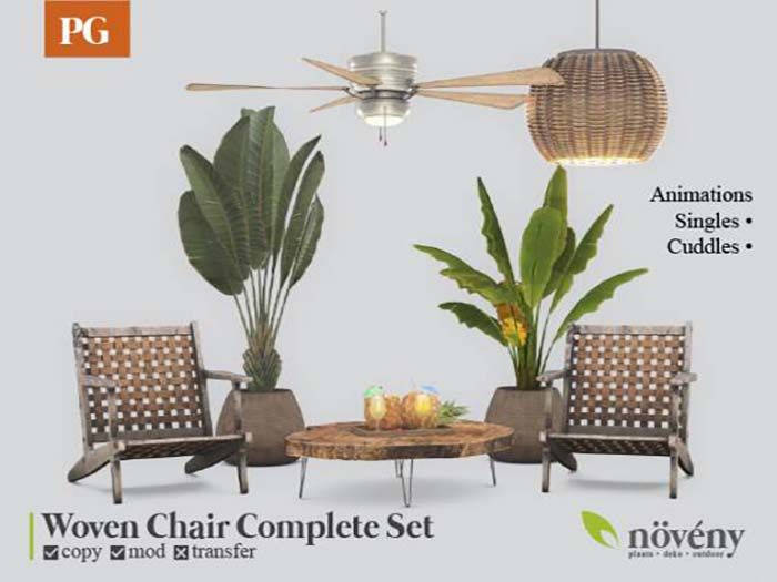 Second Life Marketplace - Noveny - Woven Chair Complete Set - PG