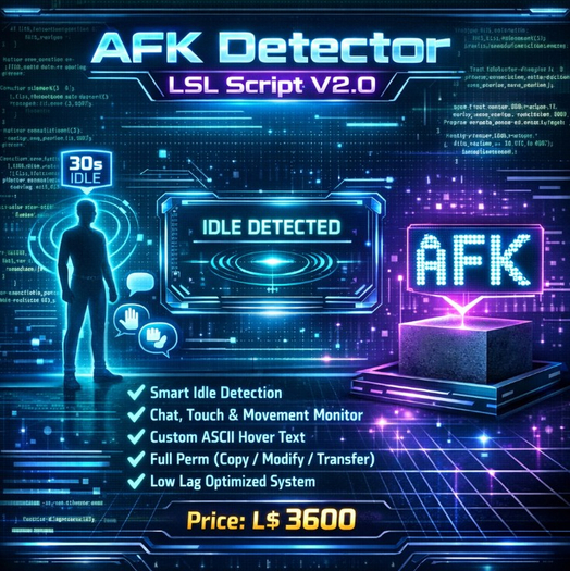 Second Life Marketplace - Full Perm AFK Detector LSL Script V2.0 – Idle ...