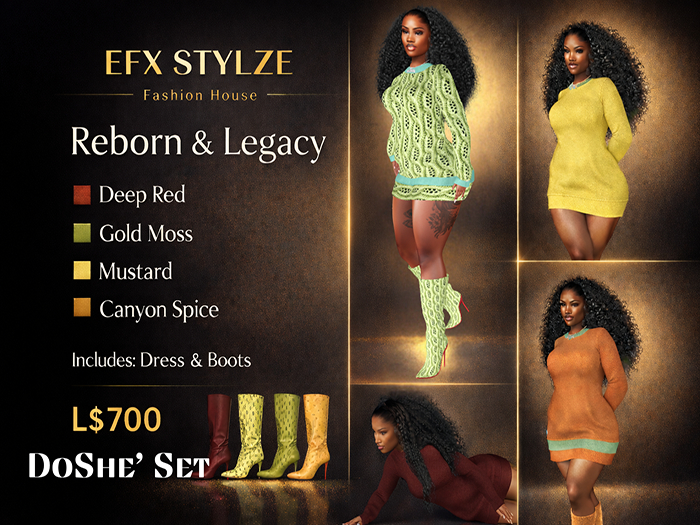 Second Life Marketplace - EFXS DOSHE' SET1 FATPACK | Dress & Boots ...