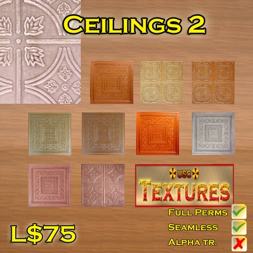 Second Life Marketplace - USC Textures - Ceilings 2