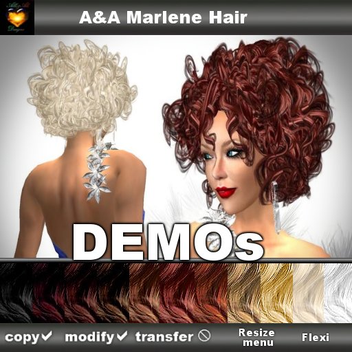 Second Life Marketplace - A&A Marlene Hair DEMOs (elegant curly short ...