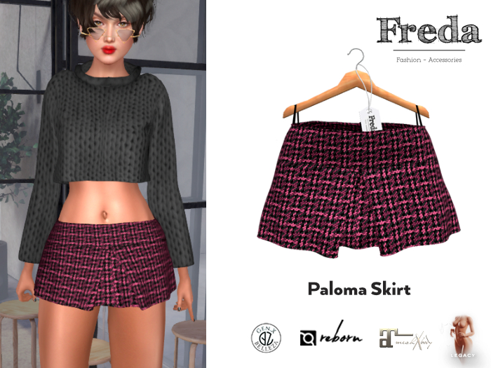 Second Life Marketplace - "Freda" Paloma Mini Skirt Tweed Black Rose ...