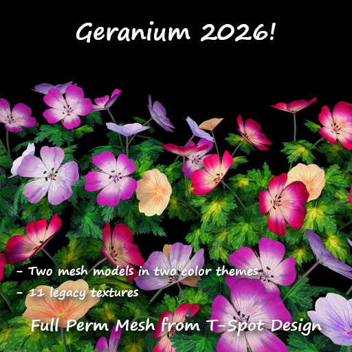 Second Life Marketplace - T-Spot Mesh - Geranium 2026 - FP - LI=0.5-1.0