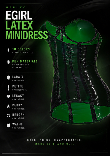 Second Life Marketplace - KO-H Haruko EGirl Latex Dress PBR Materials