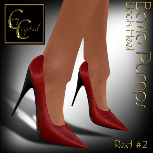 Second Life Marketplace - CC Design - Basic Pumps Black Heel Red #2