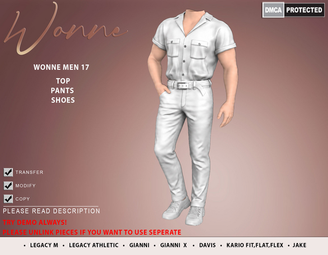 Second Life Marketplace - WONNE (Men 17) Full Perm Mesh
