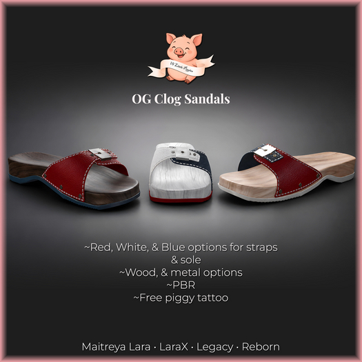 Second Life Marketplace - 10LP OG Clog Sandals - Free DEMOs