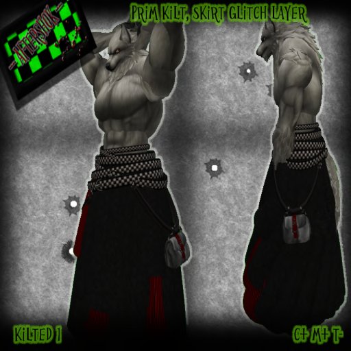 Second Life Marketplace - 1st act Werewolf punk combat kilt, Red stripes