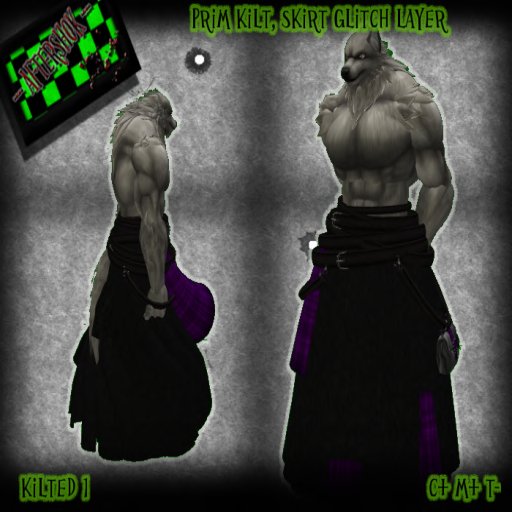 Second Life Marketplace - 1st act Werewolf punk combat kilt, purple ...