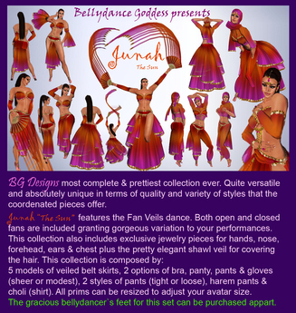 Second Life Marketplace - Bellydance Costume Junah DeLuxe Fan Veils ...