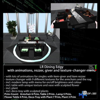 Second Life Marketplace - LR Dining Edgy - with animations, rezzer ...