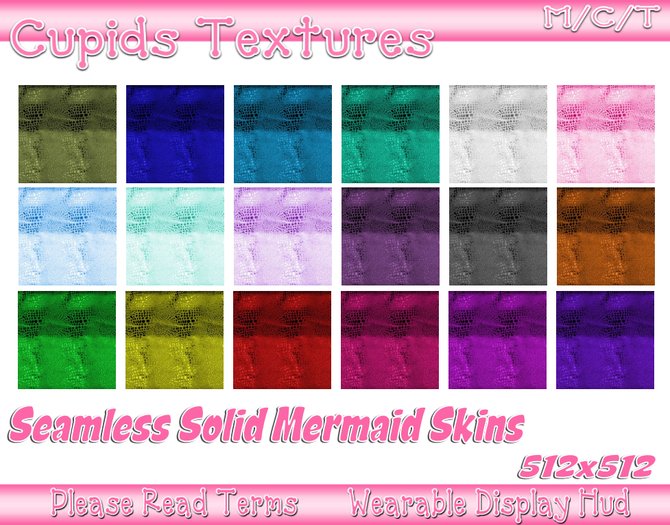 Second Life Marketplace - 18 SEAMLESS SOLID MERMAID SKIN Textures