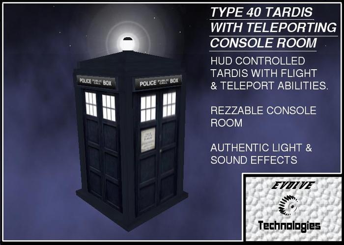 Second Life Marketplace - TARDIS TYPE 40 WITH REZZABLE CONSOLE ROOM 50% OFF