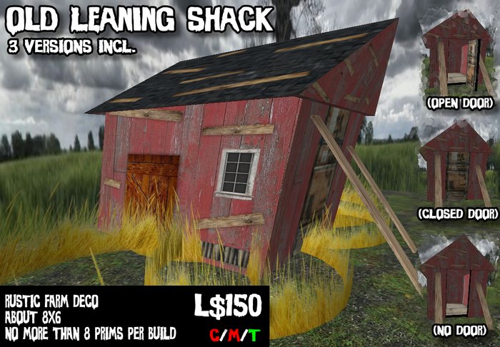 Second Life Marketplace - Hillbilly Hearts - Old Leaning Shack (BOXED)