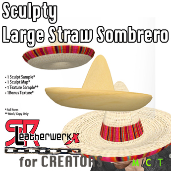 Second Life Marketplace - *SRL - Sculpty Large Straw Sombrero (box)
