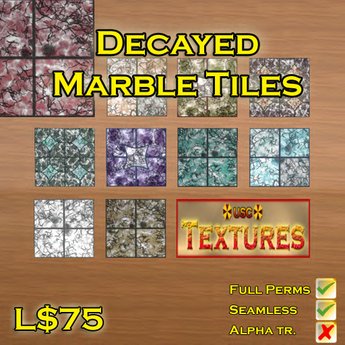 Second Life Marketplace - USC Textures - Decayed Marble Tiles