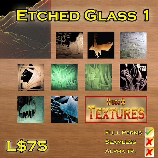 Second Life Marketplace Usc Textures Etched Glass 1