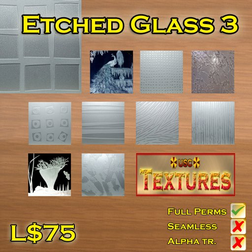 Second Life Marketplace Usc Textures Etched Glass 3