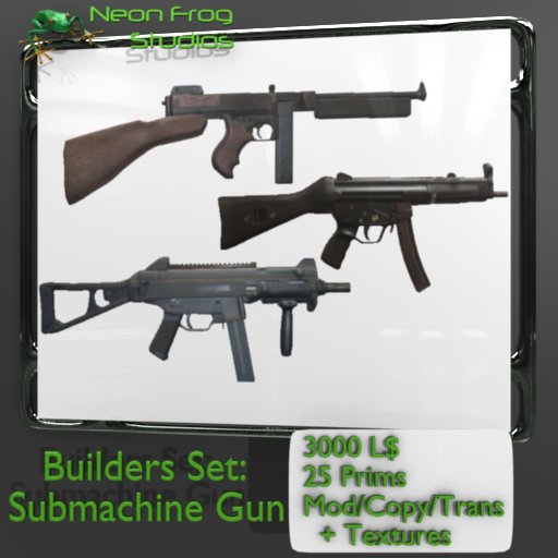 Second Life Marketplace - Sculpted Submachine Guns Builders Set