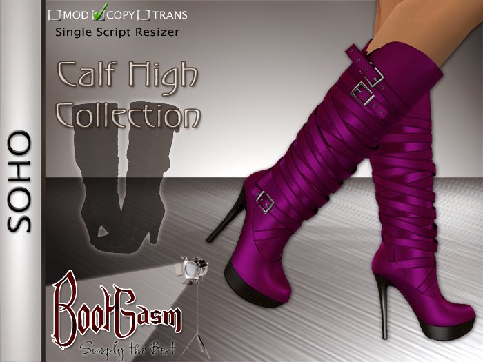 Second Life Marketplace - Bootgasm Soho Calf High Leather Boots Pink