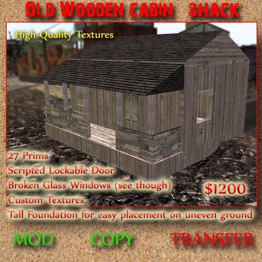 Second Life Marketplace - Old Wooden Cabin / Shack antique house home ...