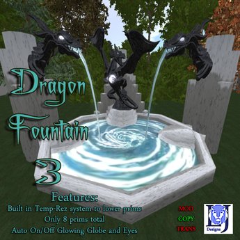 Second Life Marketplace - (LJ Designs) - Dragon Fountain 3 (8 Prims ...