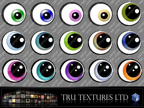 Second Life Marketplace - 16 Cartoon Anime Eye Textures on Alpha ...