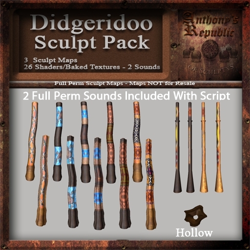Second Life Marketplace - Didgeridoo Sculpt Pack, Sculpted Wind ...