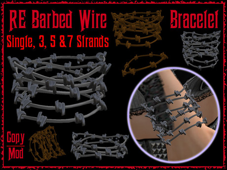 Second Life Marketplace - RE Barbed Wire Bracelet Set - Gothic Wrist ...