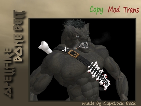 Second Life Marketplace - Lycan bone belt with spellfire "warbone"