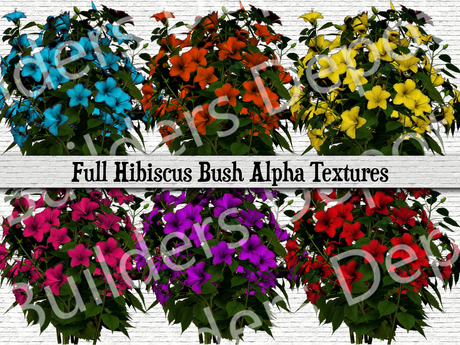 Second Life Marketplace - FULL PERM 6 Hibiscus Alpha Textures