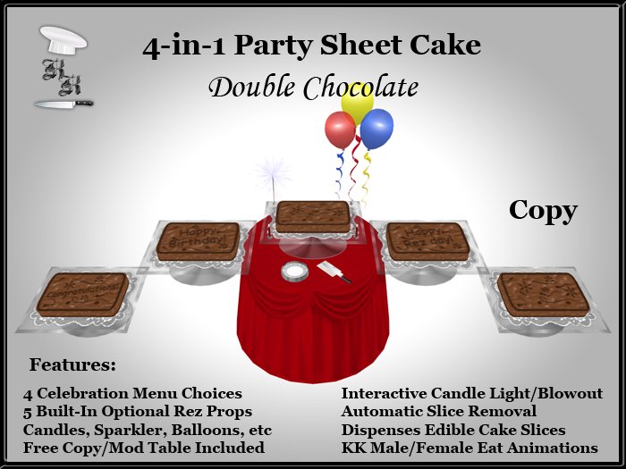 Second Life Marketplace - KK - DOUBLE CHOCOLATE 4-in-1 Party Cake ...