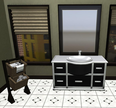 Second Life Marketplace - Black & White, Stylish Modern Bathroom Set