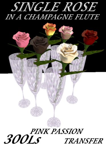 Second Life Marketplace - mw flute glass with pink/white rose boxed ...