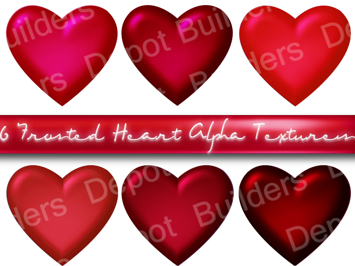 Second Life Marketplace - FULL PERM 6 Frosted Heart Alpha Textures - Red