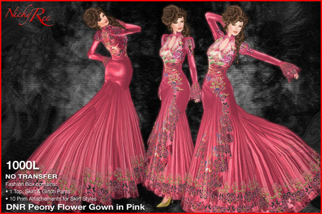 Second Life Marketplace - *DNR* Peony Flower Gown in Pink