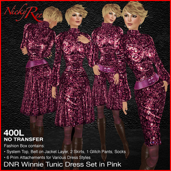 Second Life Marketplace - *DNR* Winnie Tunic Dress Set in Pink