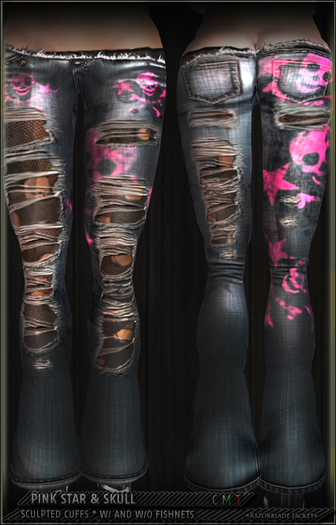 Second Life Marketplace - =Razorblade Jacket= Pink Skully & Star Ripped ...