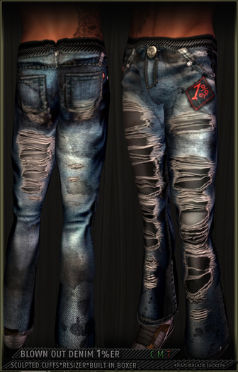 Second Life Marketplace - =Razorblade Jacket= Blown Out Denim Jeans 1%er