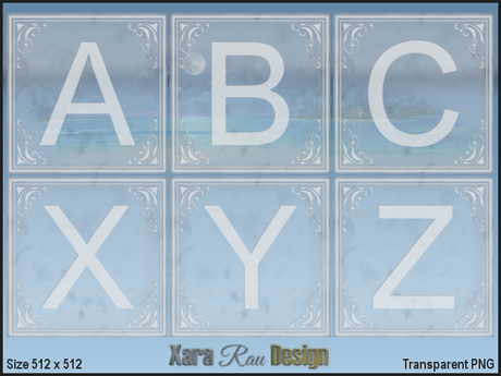 Second Life Marketplace - XR Textures - Glass Etched 06 Alphabet