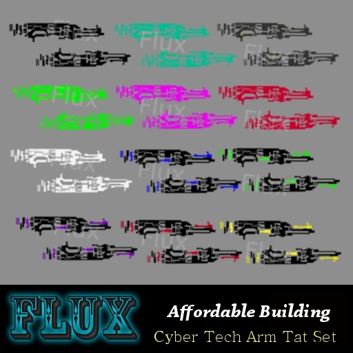 Second Life Marketplace - Flux Cyber Tech TGA Alpha Tattoo Sleeve