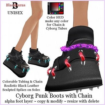 Second Life Marketplace - Cyborg Punk Boots with Chain