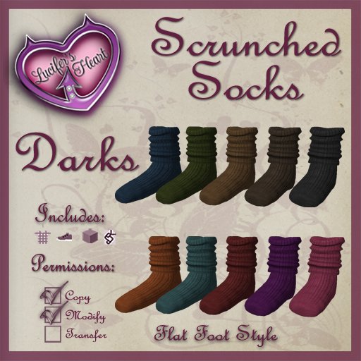 Second Life Marketplace - .:LH:. Socks Darks Flats Greedy Pack
