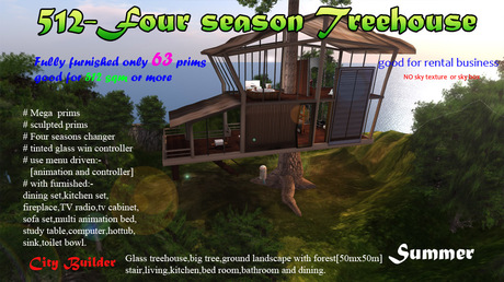Second Life Marketplace - 512-Four Seasons Tree House (with furnitures)