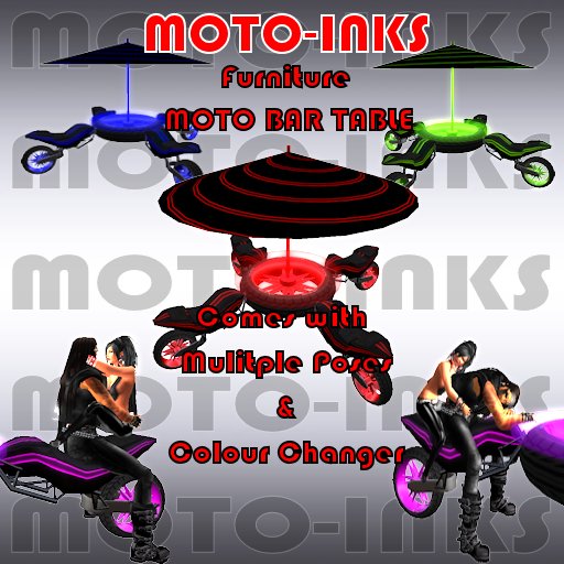 Second Life Marketplace - MI Moto Bar Table with Umbrella (Boxed)