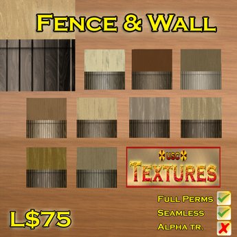 Second Life Marketplace - USC Textures - Fence with Wall