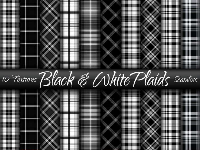 Second Life Marketplace - FULL PERM 10 Seamless Black & White Plaid ...