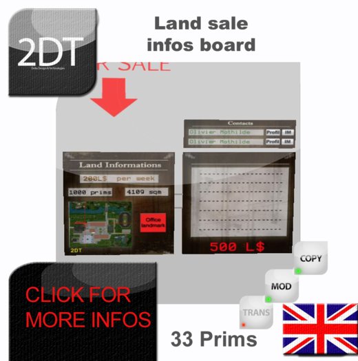 Second Life Marketplace - Land sale infos board